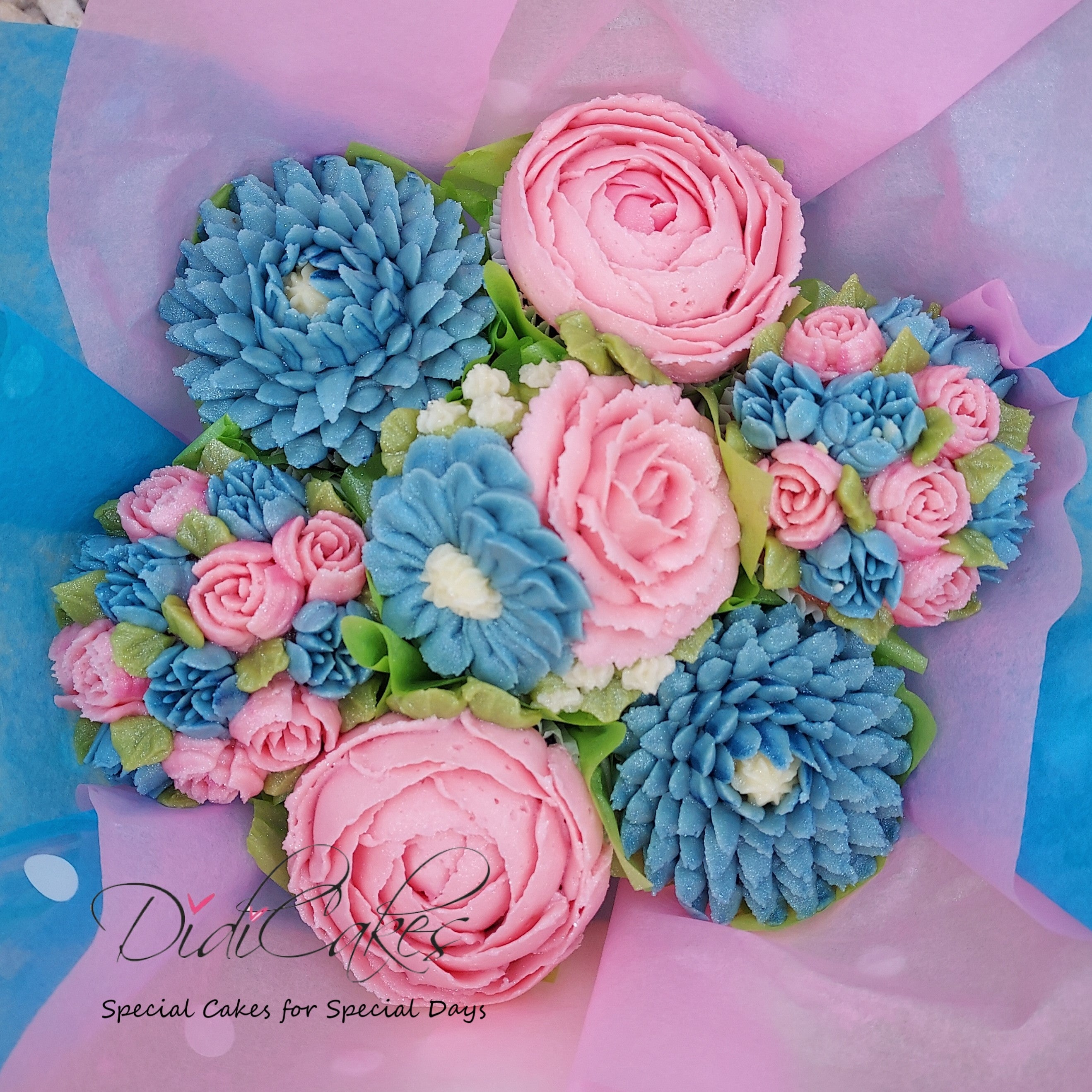 Baby Shower Seven Cupcake Bouquet – Didi Cakes