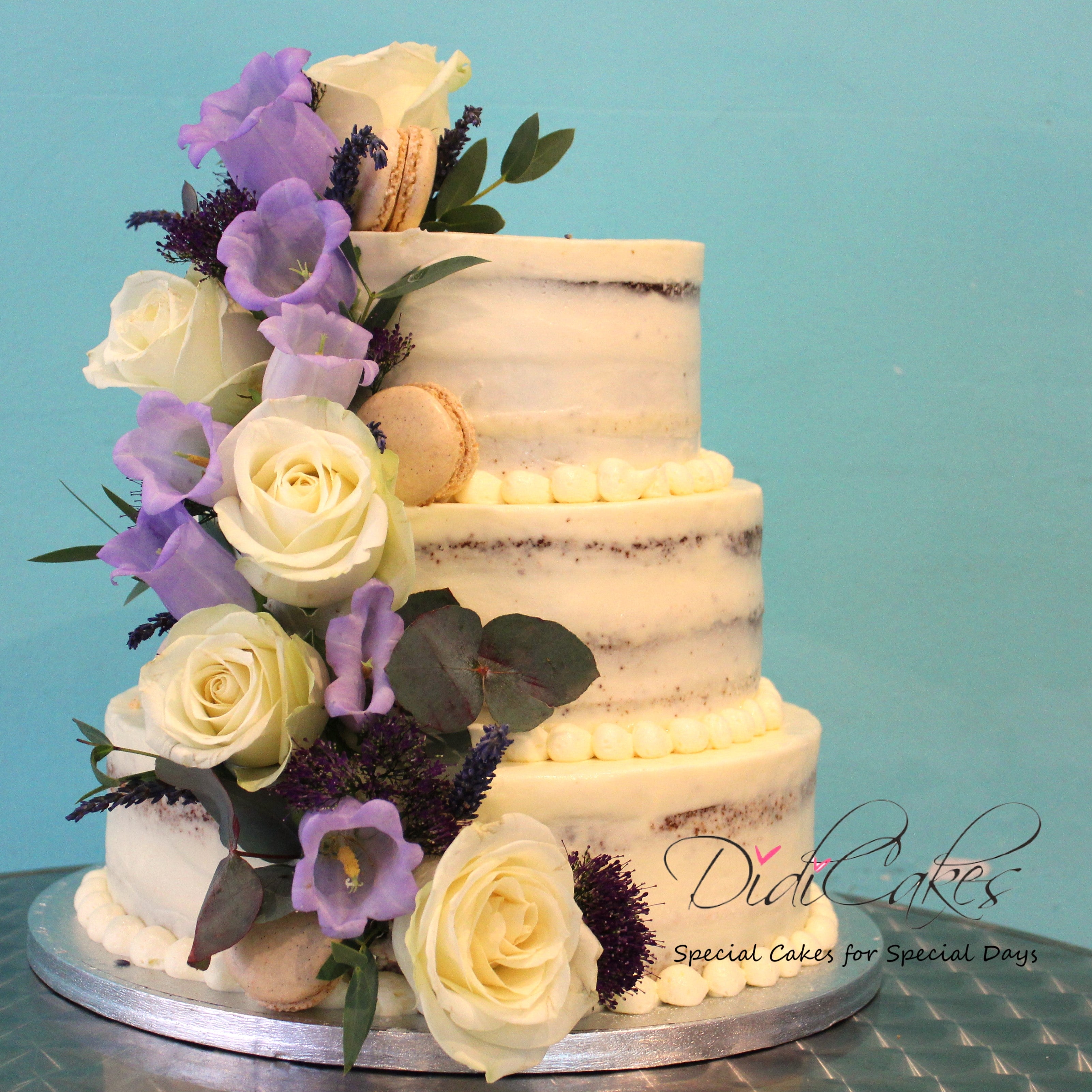 Semi Naked Three Tier Flower Cascade – Didi Cakes